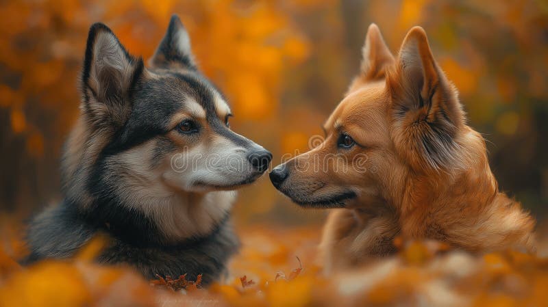 Dogs Couple in a Romantic Pose Stock Image - Image of domestic, couple ...