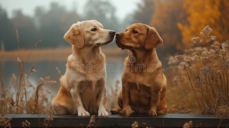 Dogs Couple in a Romantic Pose Stock Image - Image of generated ...