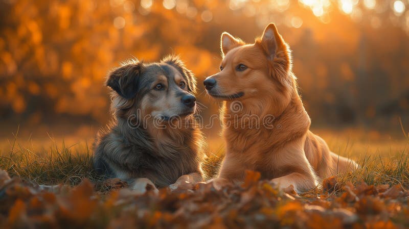 Dogs Couple in a Romantic Pose Stock Photo - Image of indoors ...