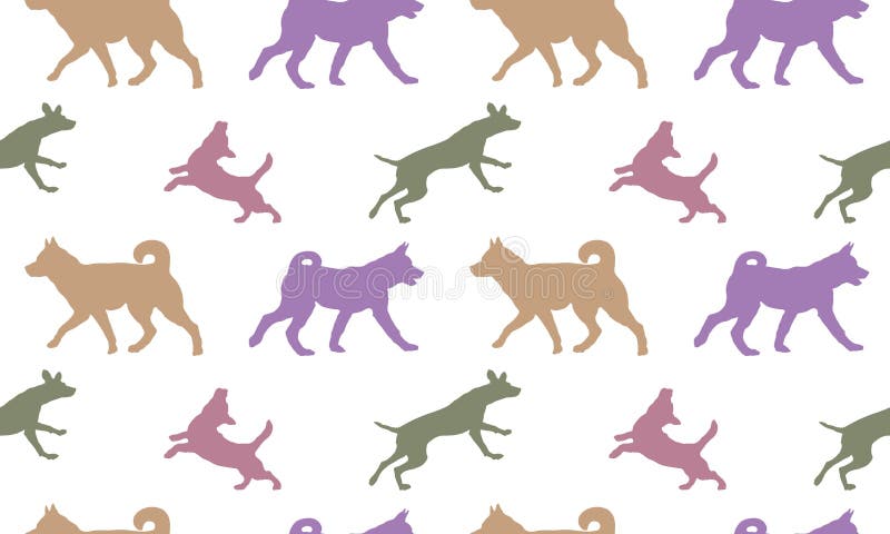 Dogs Different Colors Isolated on a White Background. Seamless Pattern ...