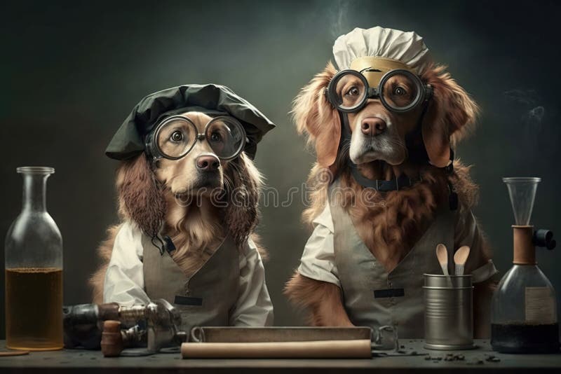 Dogs Dressed As Scientists Doing a Chemical Experiment, Created with ...