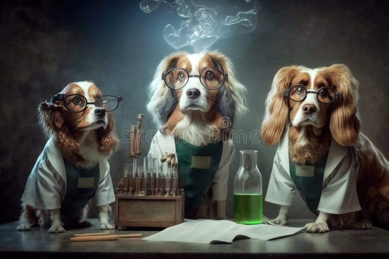 Dogs Dressed As Scientists Doing a Chemical Experiment, Created with ...