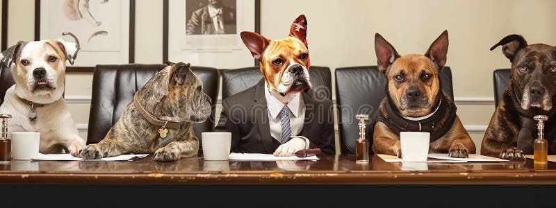 Dogs at Formal Board Meeting, Looking Distracted and Bored. Stock ...