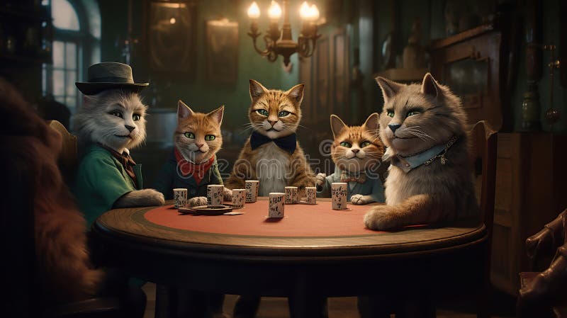 Dogs Gathered Around the Poker Table. Generative AI Technology Stock ...