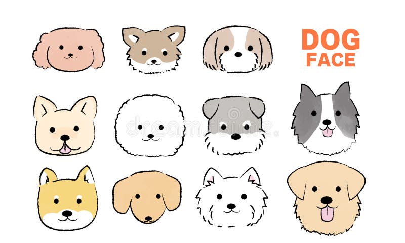 Hand-drawn Simple Cute Dog Illustration Face Stock Illustration ...