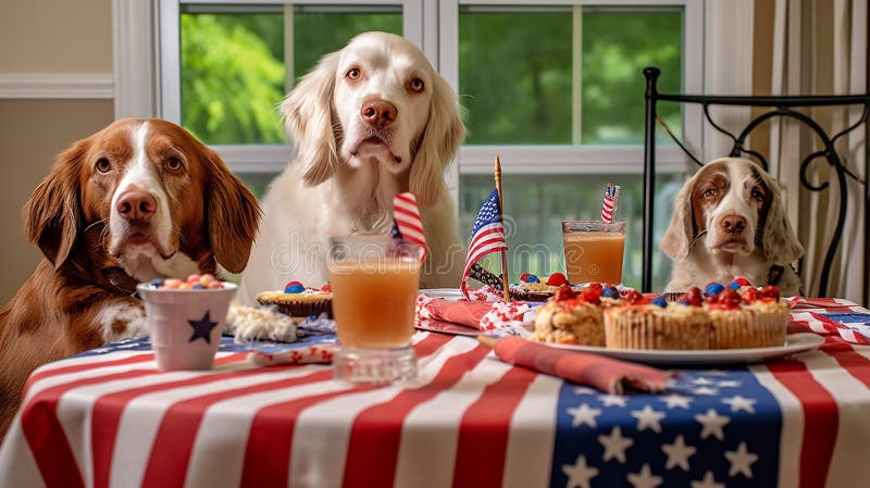 Dogs Having Fourth of July Party, Generative AI Stock Illustration ...