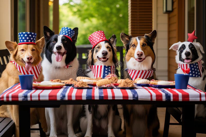 Dogs Having Fourth of July Party. Generative AI Stock Illustration ...