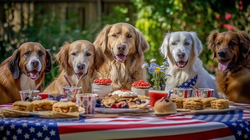 Dogs Having Fourth of July Party, Generative AI Stock Illustration ...