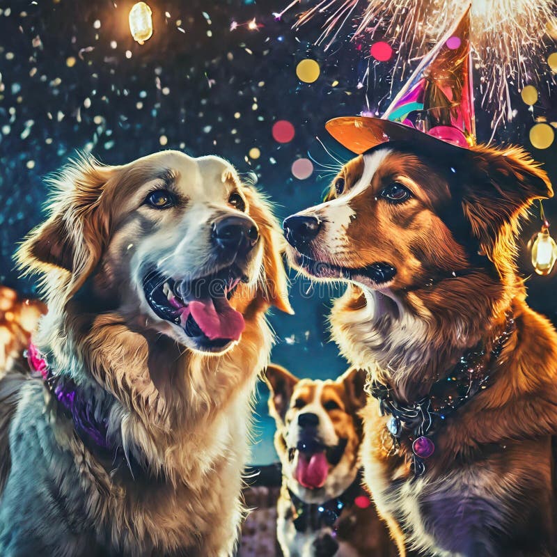 Dogs Having Fun on a Party Time Stock Photo - Image of holiday, pooch ...