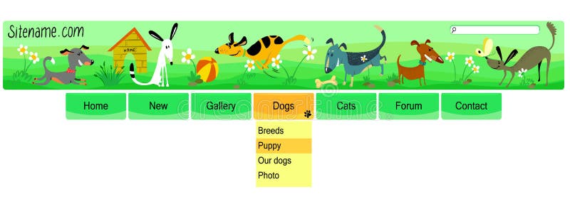 Dogs header stock vector. Illustration of landscape, graphic - 41955940