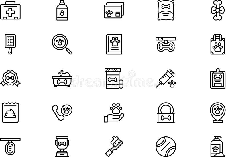 Dogs Icons Collection is a Vector Illustration with Editable Stroke ...
