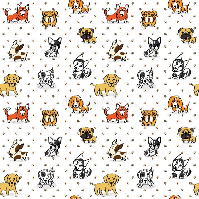 Dogs Pattern Seamless Background, the Little Puppy Stock Vector ...