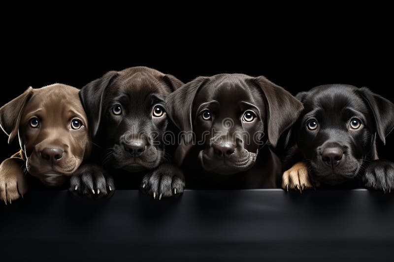 Dogs Peeking Eyes and Paws Over White Web Banner Stock Illustration ...