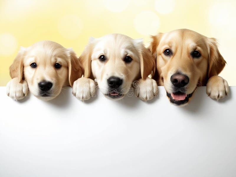 Dogs Peeking Eyes and Paws Over White Web Banner. Funny Dogs Peeking ...
