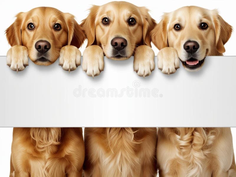Dogs Peeking Eyes and Paws Over White Web Banner. Funny Dogs Peeking ...