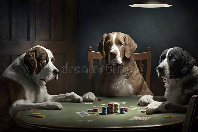 Dogs Playing Poker in a Cozy Atmosphere. Generative AI Stock ...