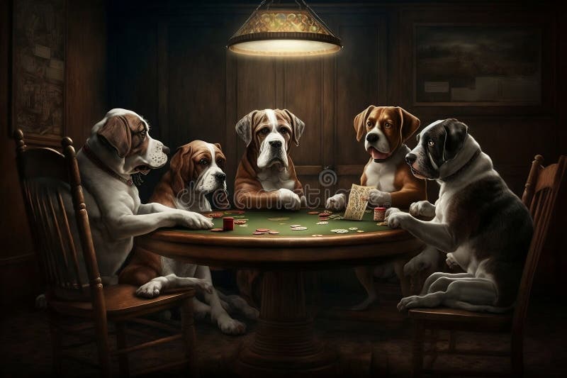 Dogs Playing Poker in a Cozy Atmosphere. Generative AI Stock ...