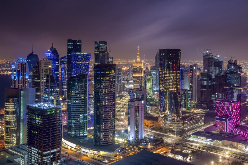 Doha Buildings and Landmark Editorial Stock Photo - Image of clouds ...