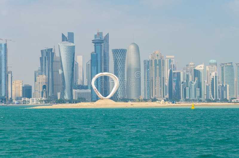 Doha Business District View from the Sea Editorial Stock Photo - Image ...