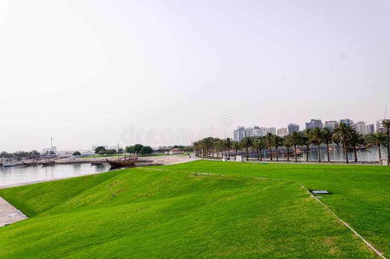 Beautiful Doha Skyline View Mia Park Qatar Stock Photos - Free ...