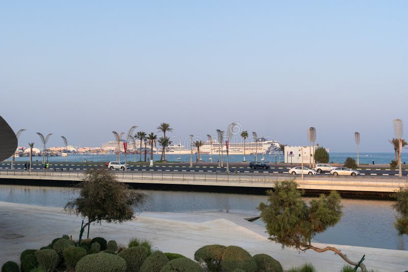 Doha Corniche View from the National Museum of Qatar. Editorial Image ...