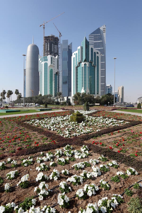 Flowers in Doha Downtown, Qatar Stock Image - Image of west, modern ...