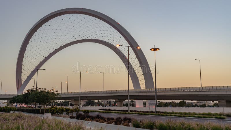 Doha Highway during the Sunset Stock Photo - Image of background, dhow ...