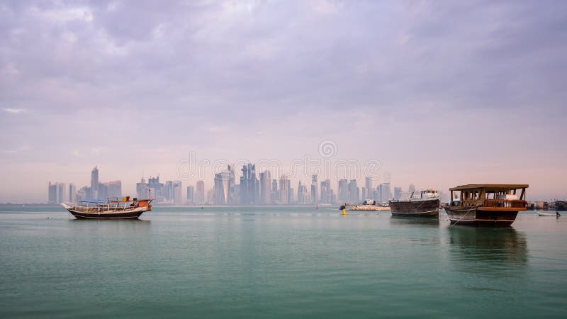 Doha morning view, Qatar stock image. Image of arabian - 91733133