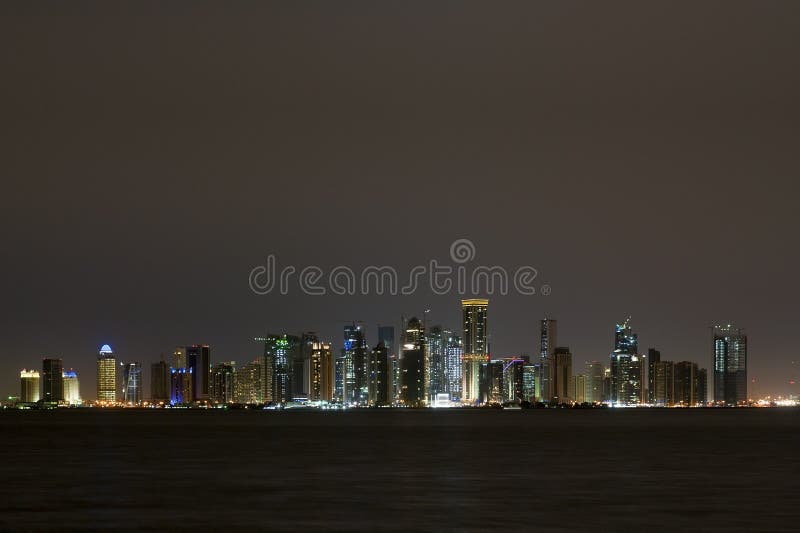 Doha at Night stock photo. Image of water, doha, town - 20577894