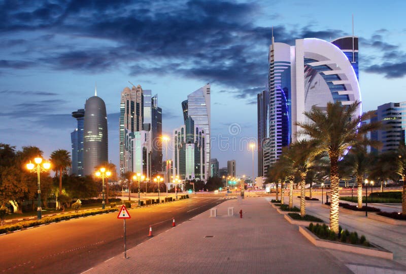 Doha at night, Qatar stock image. Image of evening, arabic - 240780843
