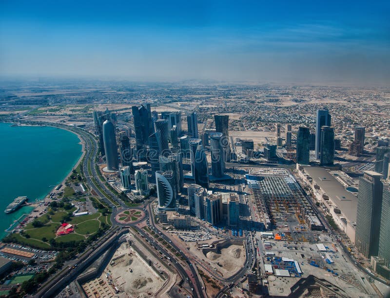 Doha, Qatar. Bird S-eye View On The Modern City Stock Image - Image of ...