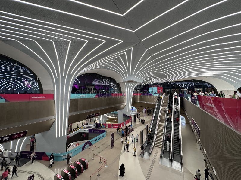 Modern Design of Metro Station in Doha, Qatar Editorial Photo - Image ...