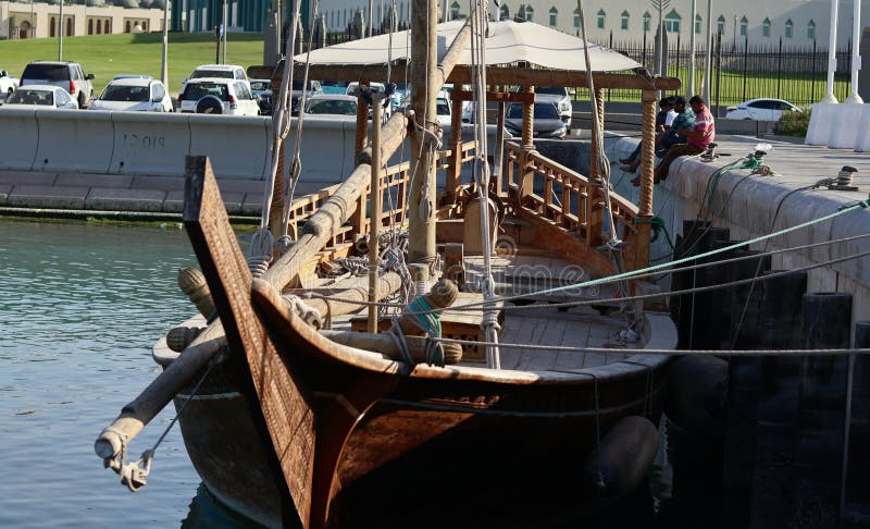Doha Qatar Corniche Beache Boat Editorial Photography - Image of ...