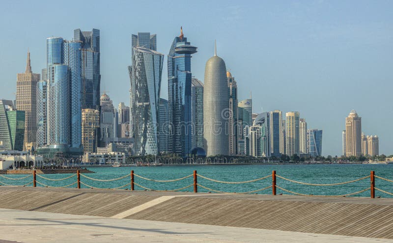 Doha Qatar Corniche City Beach Editorial Stock Image - Image of doha ...