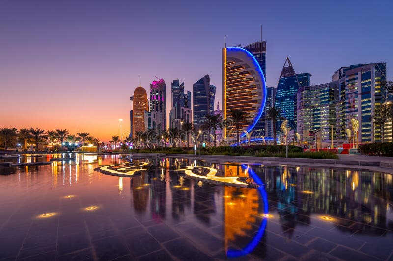 Beautiful Doha Skyline View from Sheraton Park Stock Photo - Image of ...