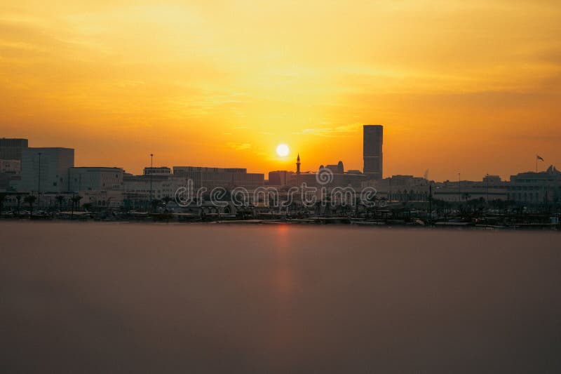 Doha,Qatar-December 28,2022 : Doha Buildings in Qatar and the Sun at ...