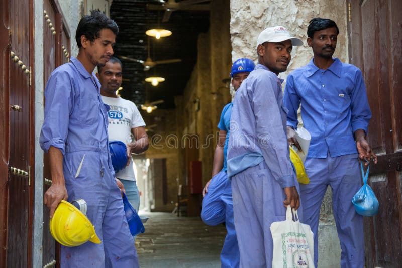 Foreign Construction Workers in Doha, Qatar. Editorial Photography ...