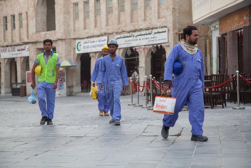 Foreign Construction Workers in Doha, Qatar. Editorial Photography ...