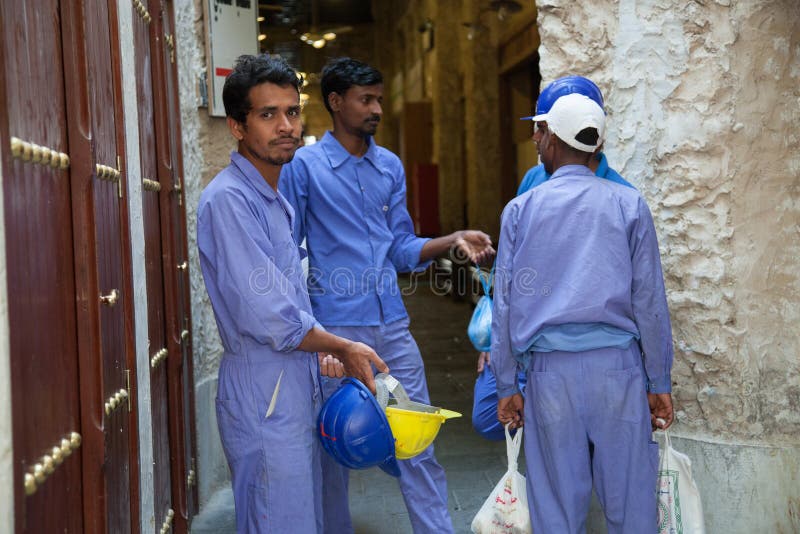 Foreign Construction Workers in Doha, Qatar. Editorial Stock Photo ...