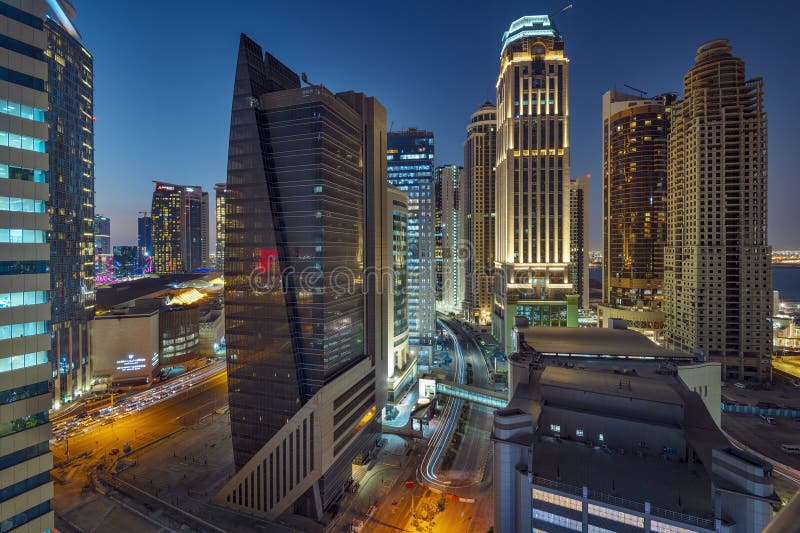 High Rise Office Buildings on the Corniche in Doha Editorial Stock ...