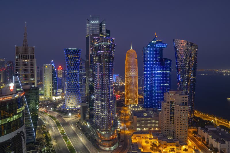 High Rise Office Buildings on the Corniche in Doha Editorial ...