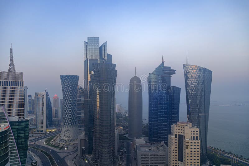 High Rise Office Buildings on the Corniche in Doha Editorial Stock ...