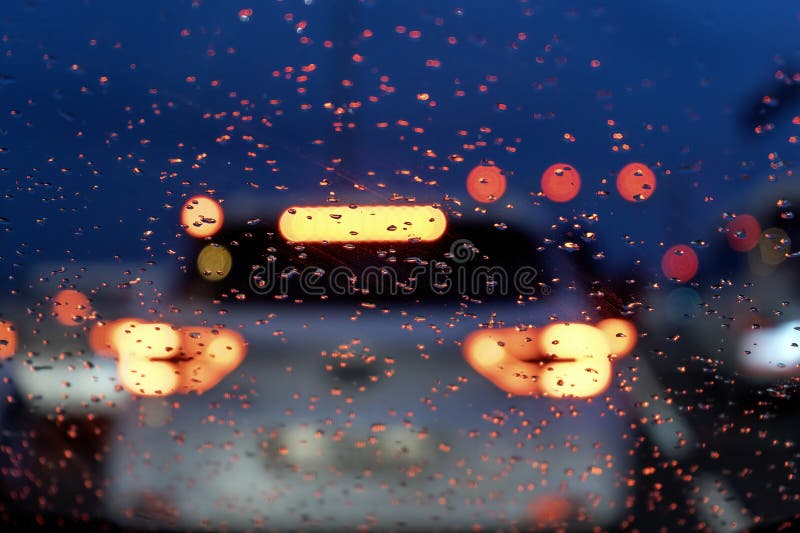 Raindrops on Bus Window and Lights Doha Corniche Editorial Stock Photo ...