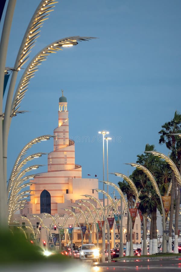 The Scene from the Streets of Corniche Doha Fanar Mosque View from ...