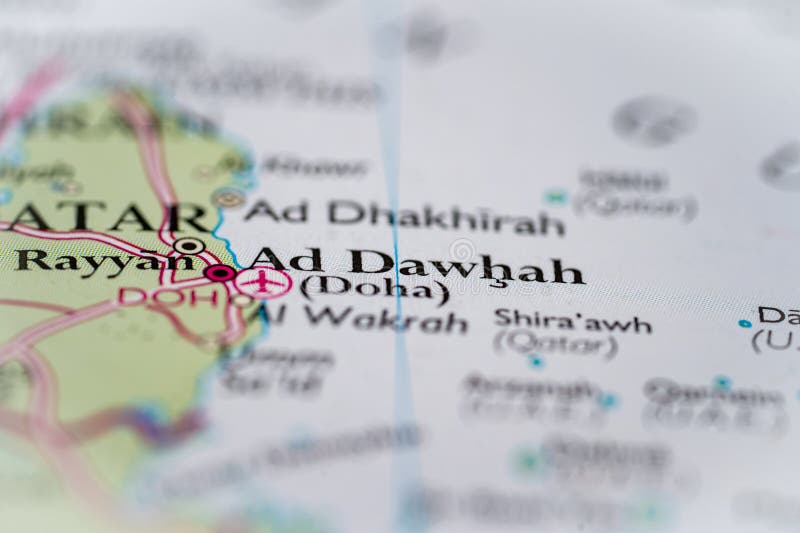 Doha, Qatar Highlighted on a World Map Stock Photo - Image of ...
