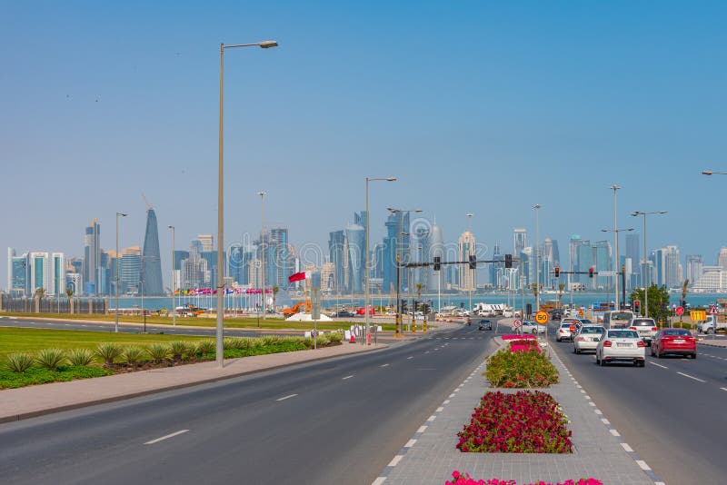 Doha, Qatar, January 17, 2022: Corniche Road in Doha, Qatar Editorial ...