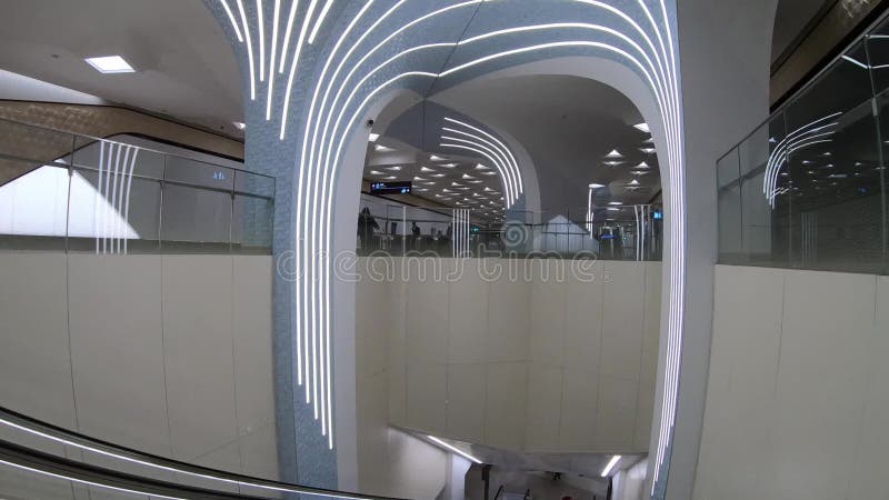 Doha, Qatar - January 2020. the Interior of Al Bidda Metro Station ...