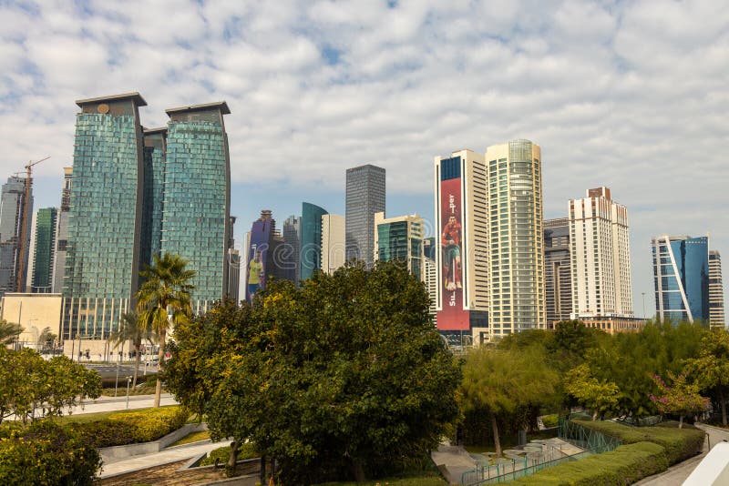 Doha, Qatar-January 14,2022: Doha, Qatar Skyline Daylight View from ...