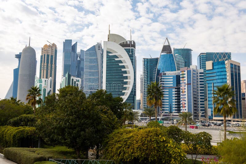 Doha, Qatar-January 14, 2022: Doha, Qatar Skyline Daylight View from ...