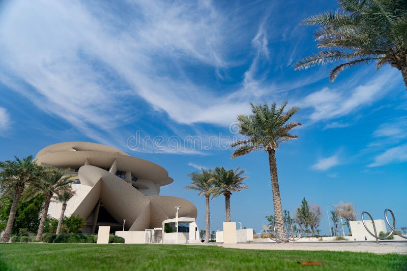 Doha, Qatar. Landscape with Qatar National Museum during Sunny Day ...